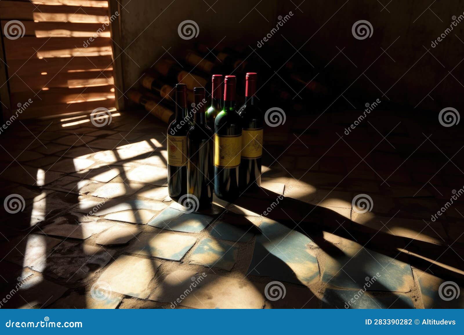 Abstract View of Wine Bottle Shadows on Cellar Floor Stock Illustration ...