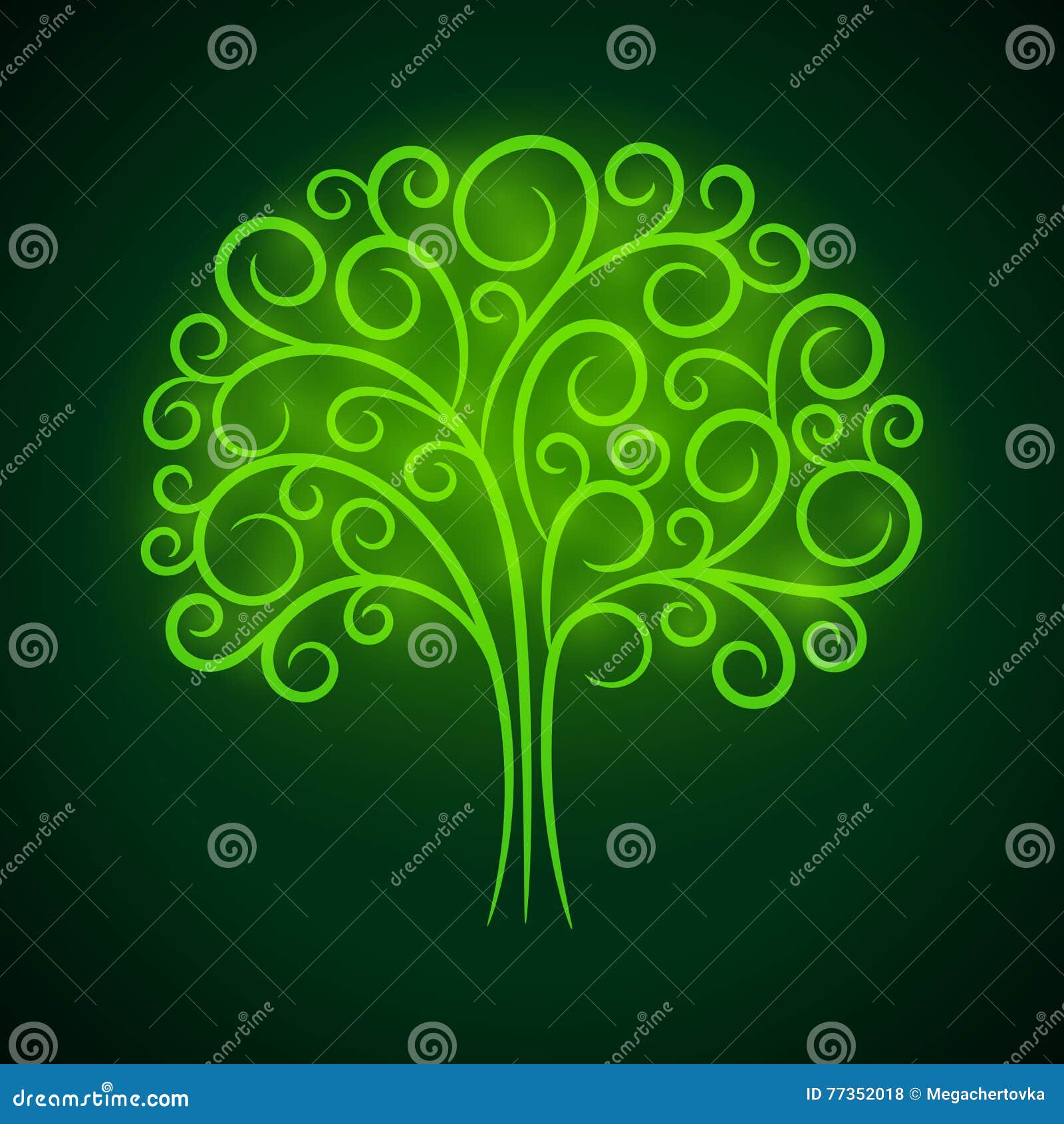 Abstract Vignette Green Glowing Tree Stock Vector - Illustration of ...
