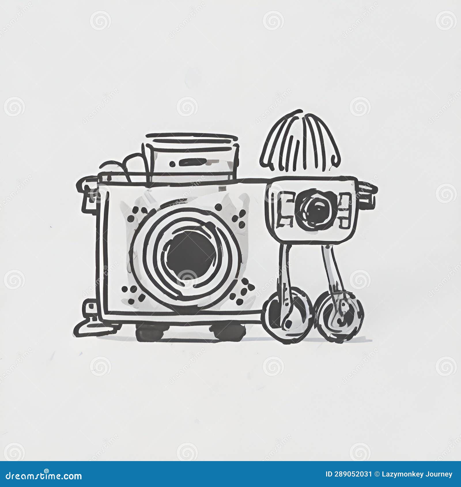 Abstract Vintage Camera Doodle Icon Stock Illustration - Illustration ...