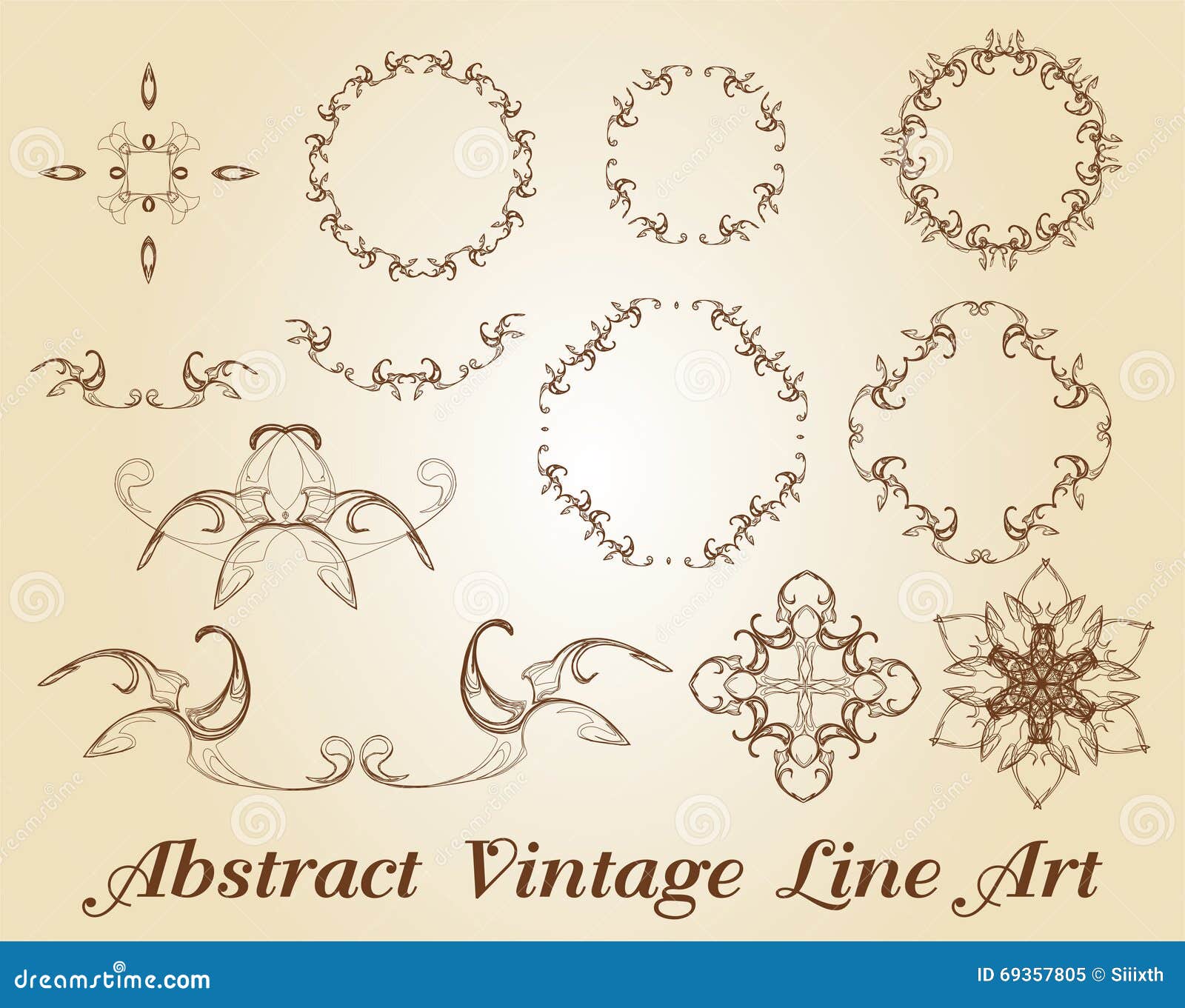 Abstract Vintage Line Art stock vector. Illustration of border - 69357805