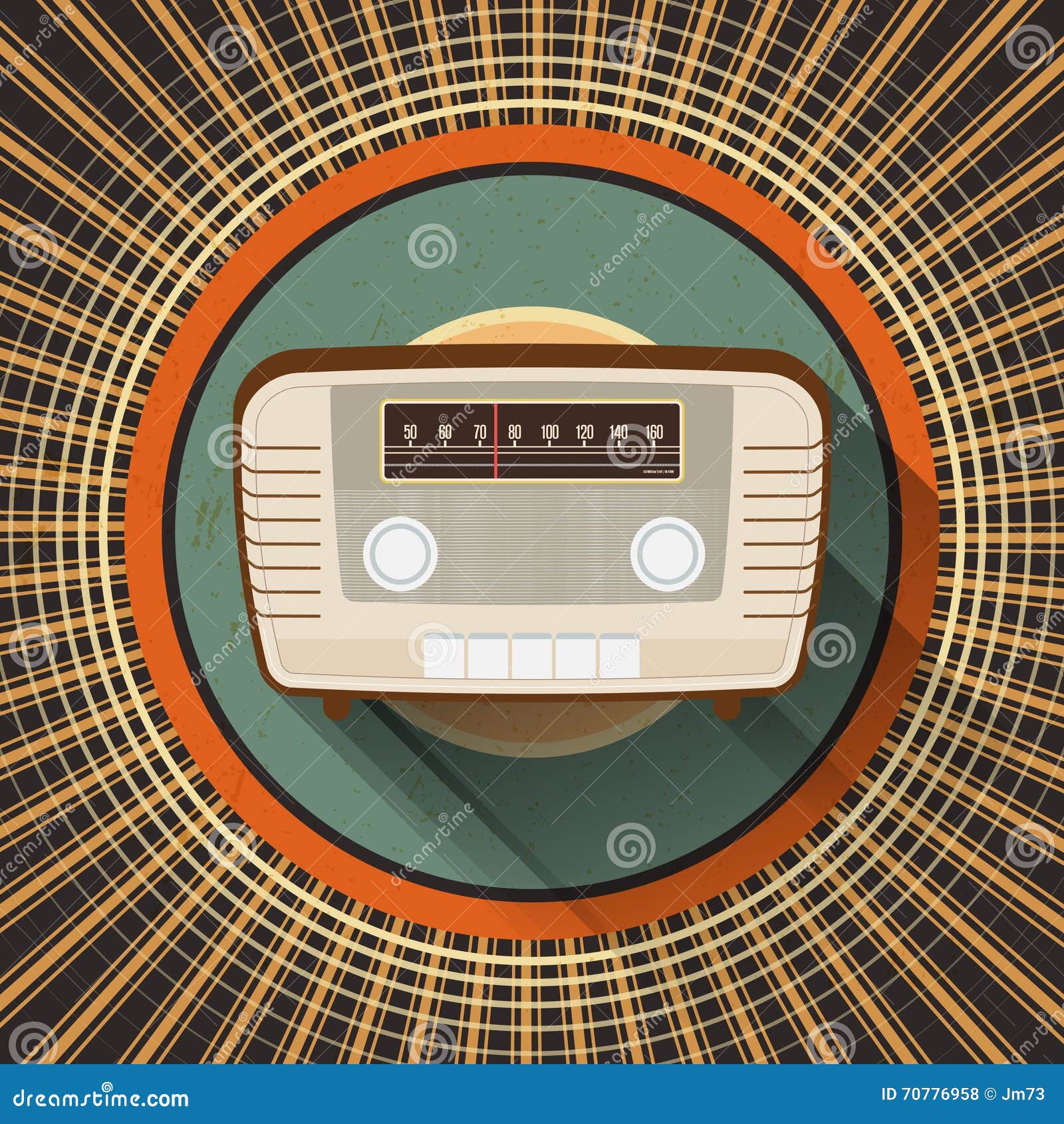 Abstract Vintage Radio on Retro Circle Background Stock Vector ...