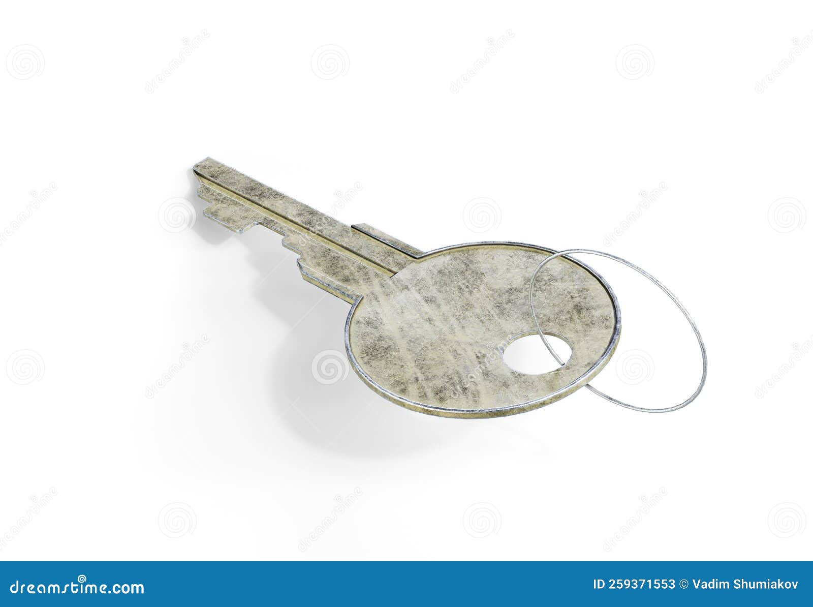 Abstract Vintage Retro Golden Key on a White Background. 3D Render ...
