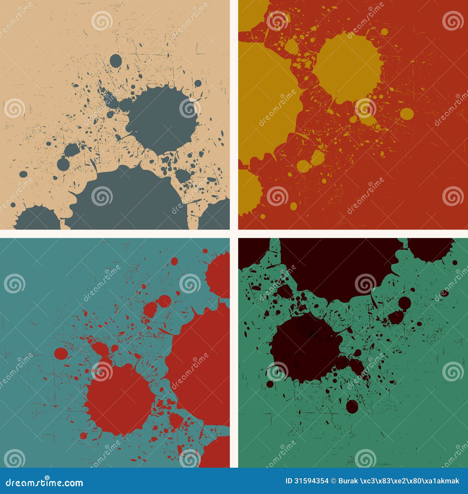 Abstract Vintage Retro Watercolor Splashes Stock Vector - Illustration ...