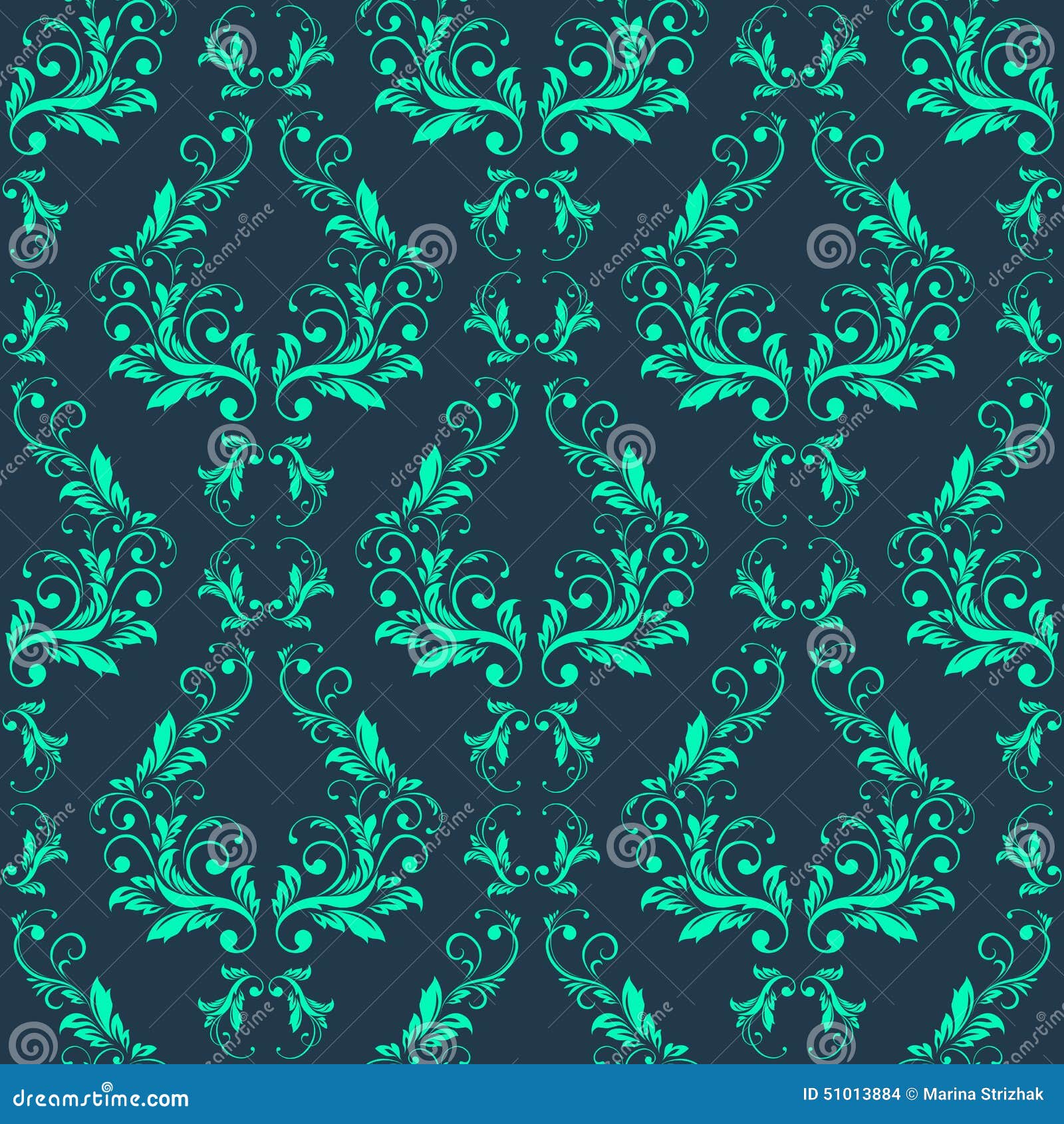 Abstract Vintage Seamless Damask Pattern Stock Vector - Illustration of ...