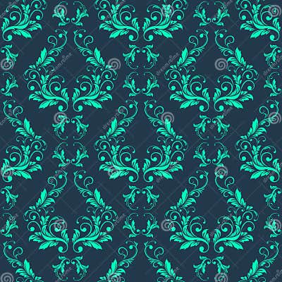 Abstract Vintage Seamless Damask Pattern Stock Vector - Illustration of ...