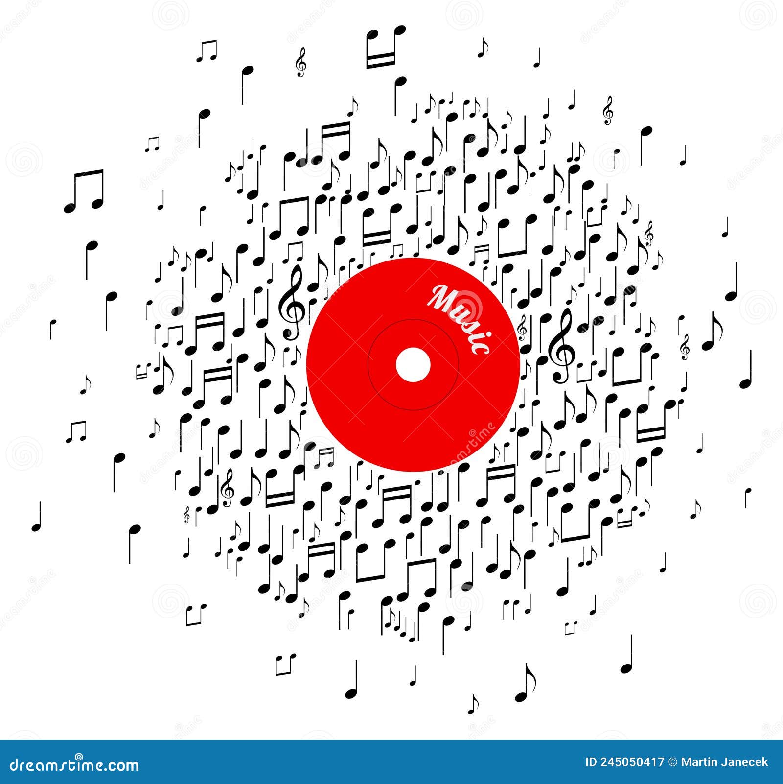 Abstract Vinyl Record with Notes Stock Vector - Illustration of line ...