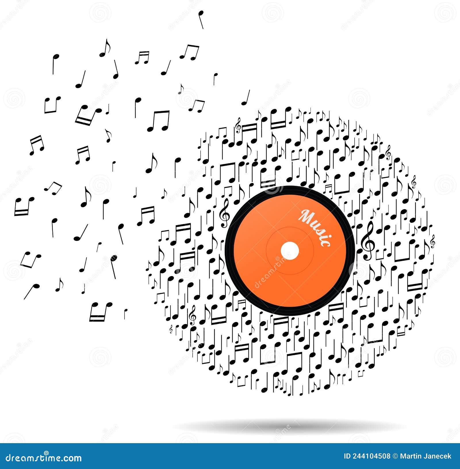 Abstract Vinyl Record with Notes Stock Vector - Illustration of melody ...