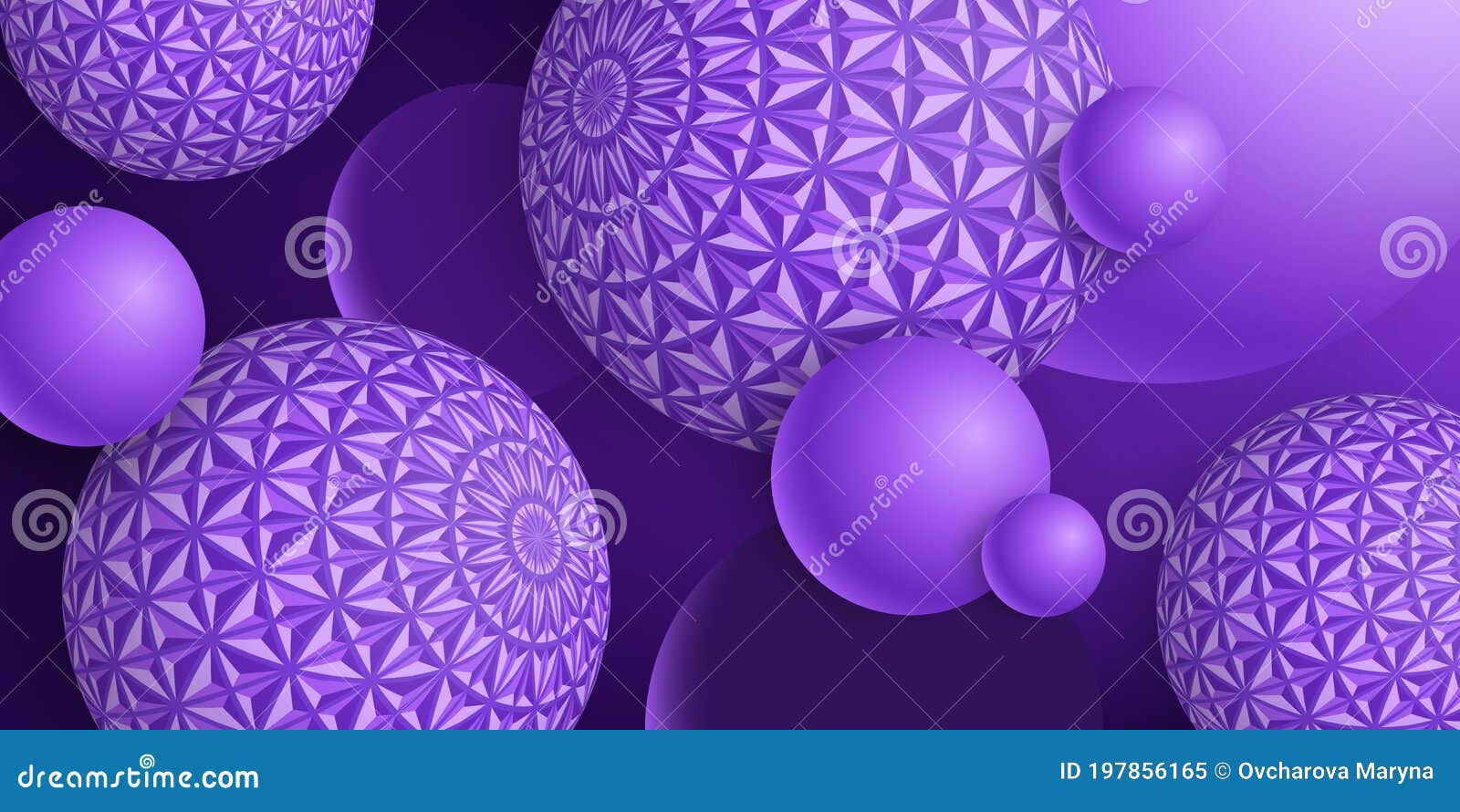 Abstract Violet Background with Balls 3D. Festive Background with ...