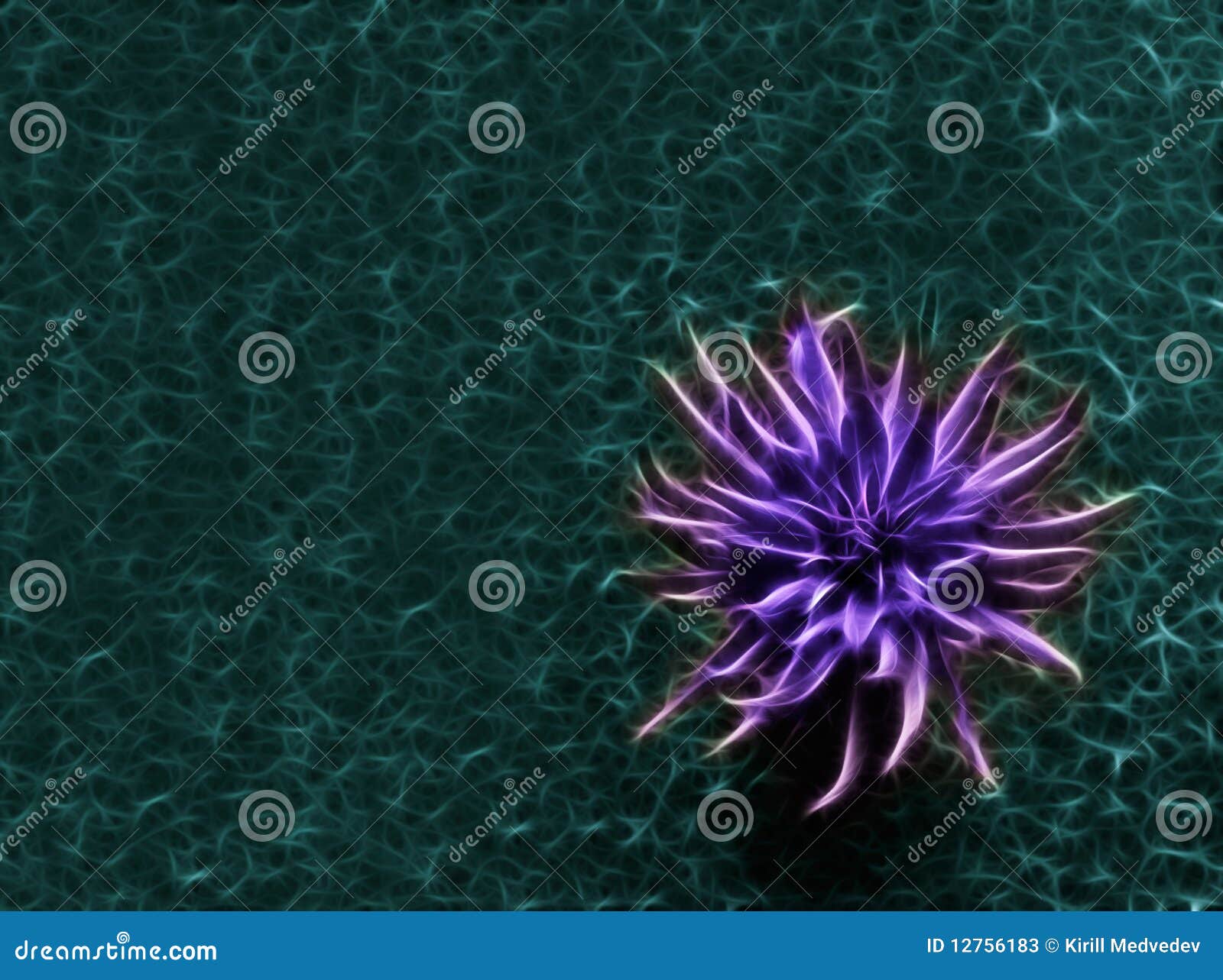 Abstract Violet Flower at Blue Background Stock Illustration ...