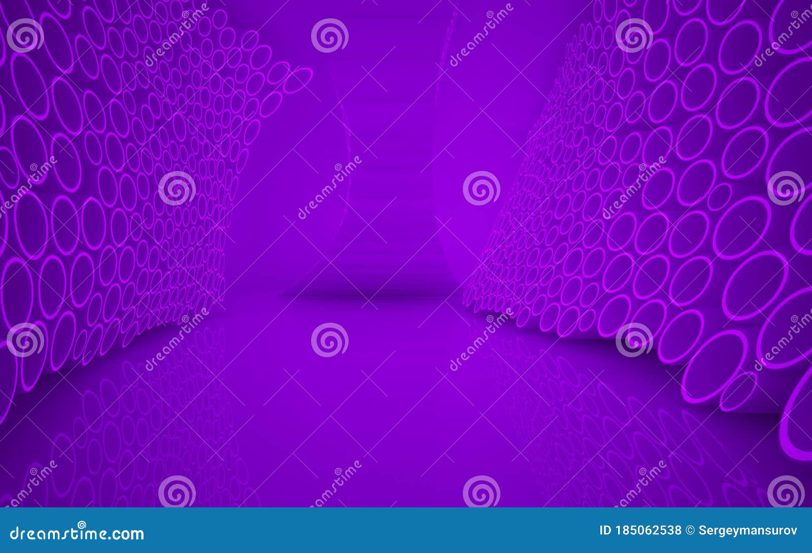 Abstract Violet Interior of the Future. Night View Stock Illustration ...