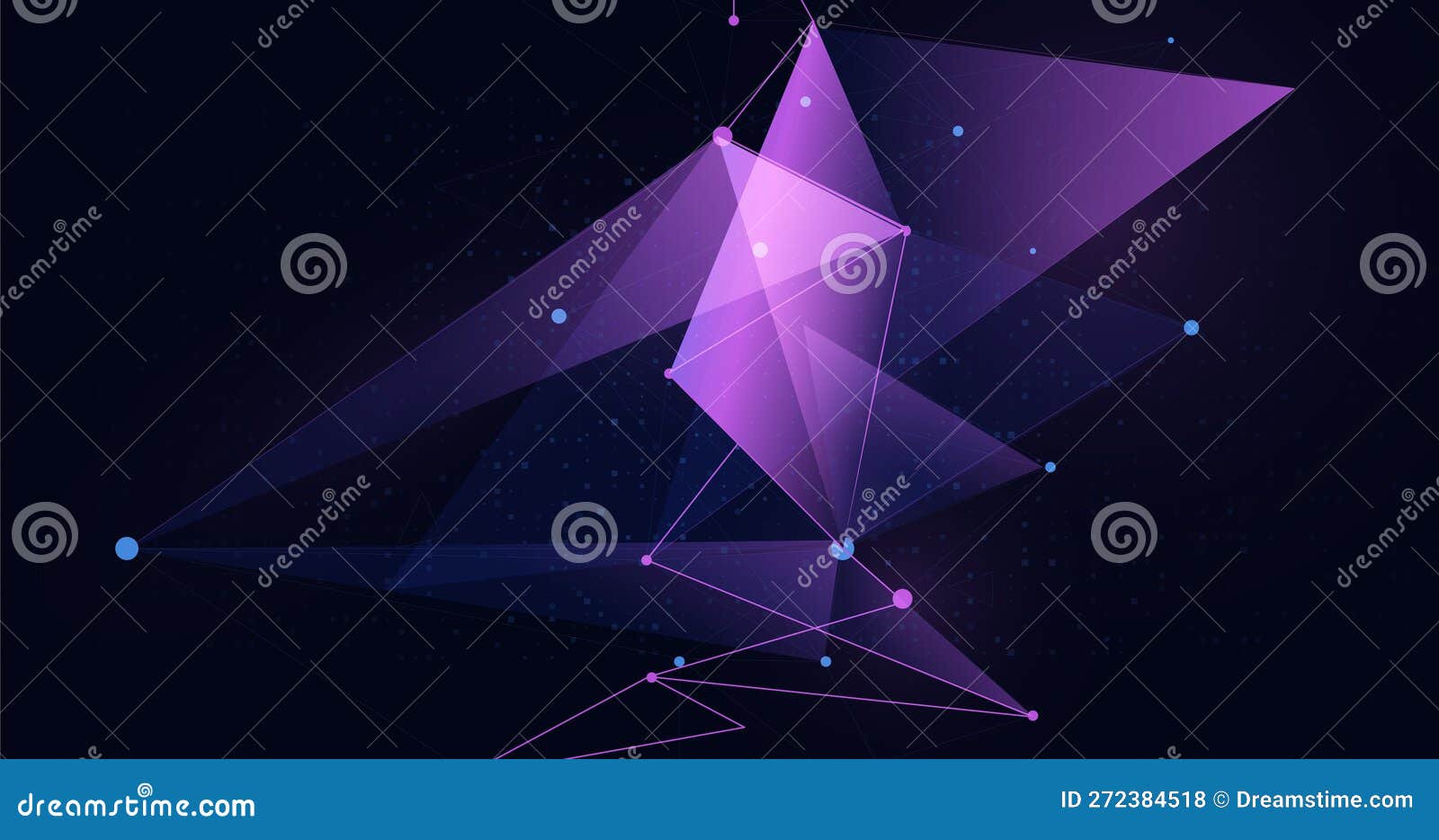 Abstract Violet Polygon Shape with Connection Lines on Dark Background ...