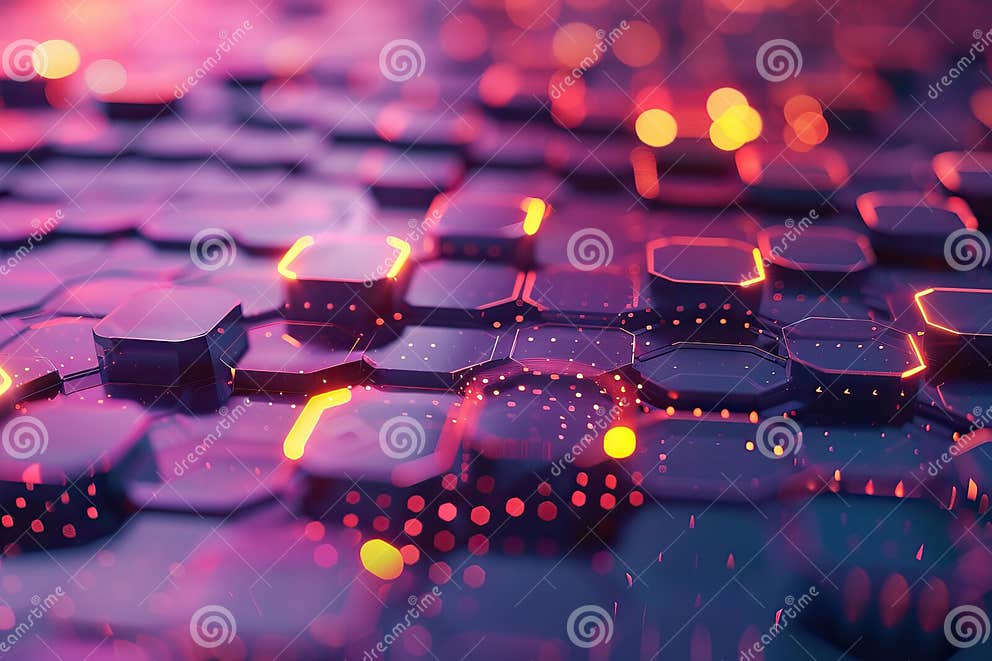 Abstract Violet Technology Hexagonal Background Stock Illustration ...