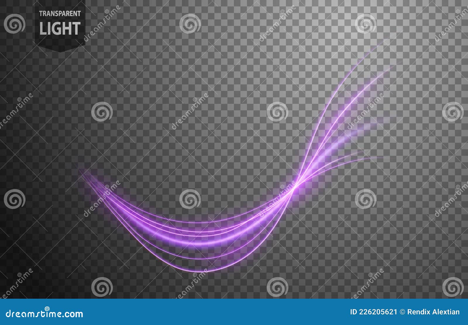 Abstract Violet Wavy Line of Light with a Transparent Background ...