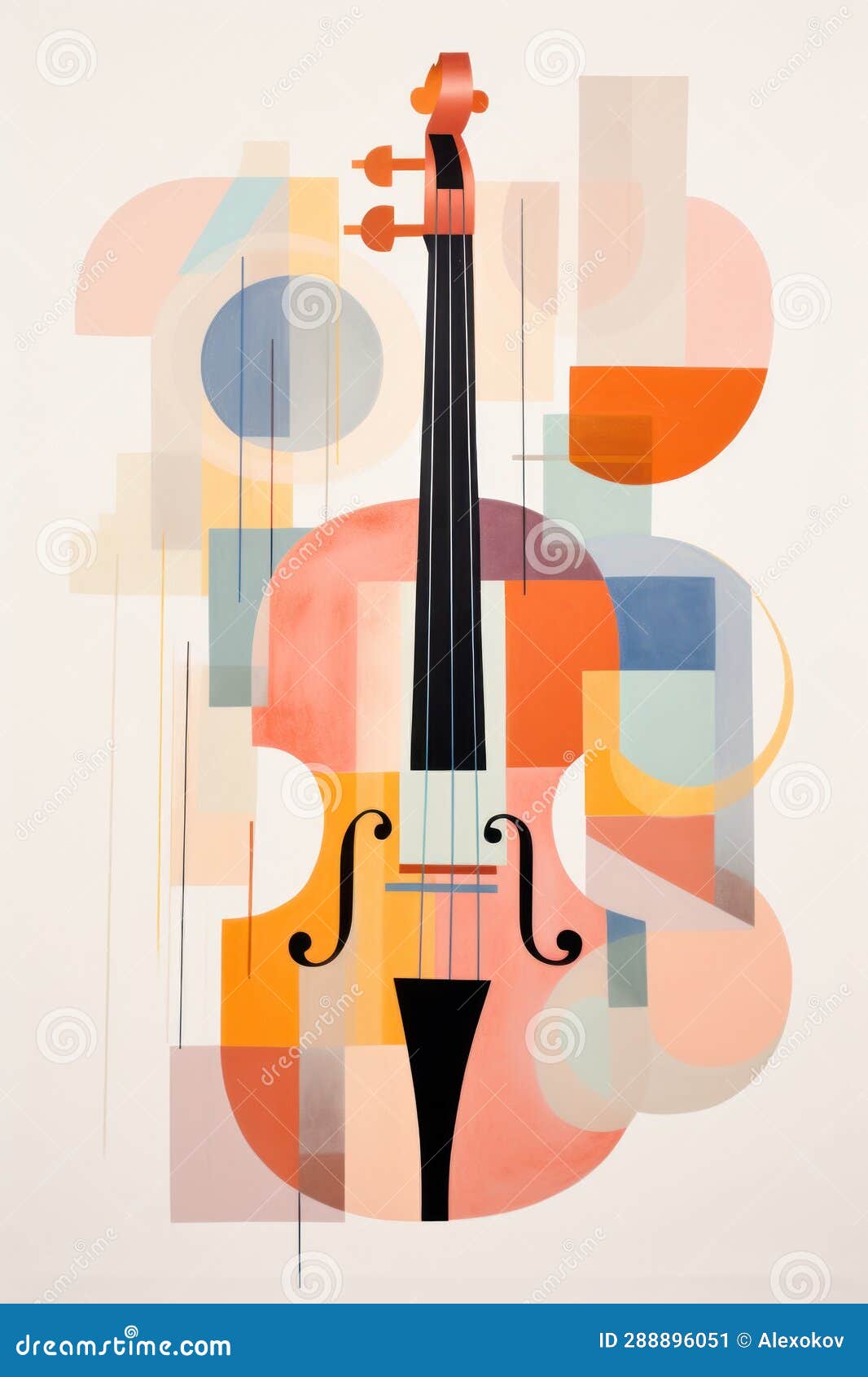 Abstract Violin Painting in Geometric Figures AI Generated Stock ...