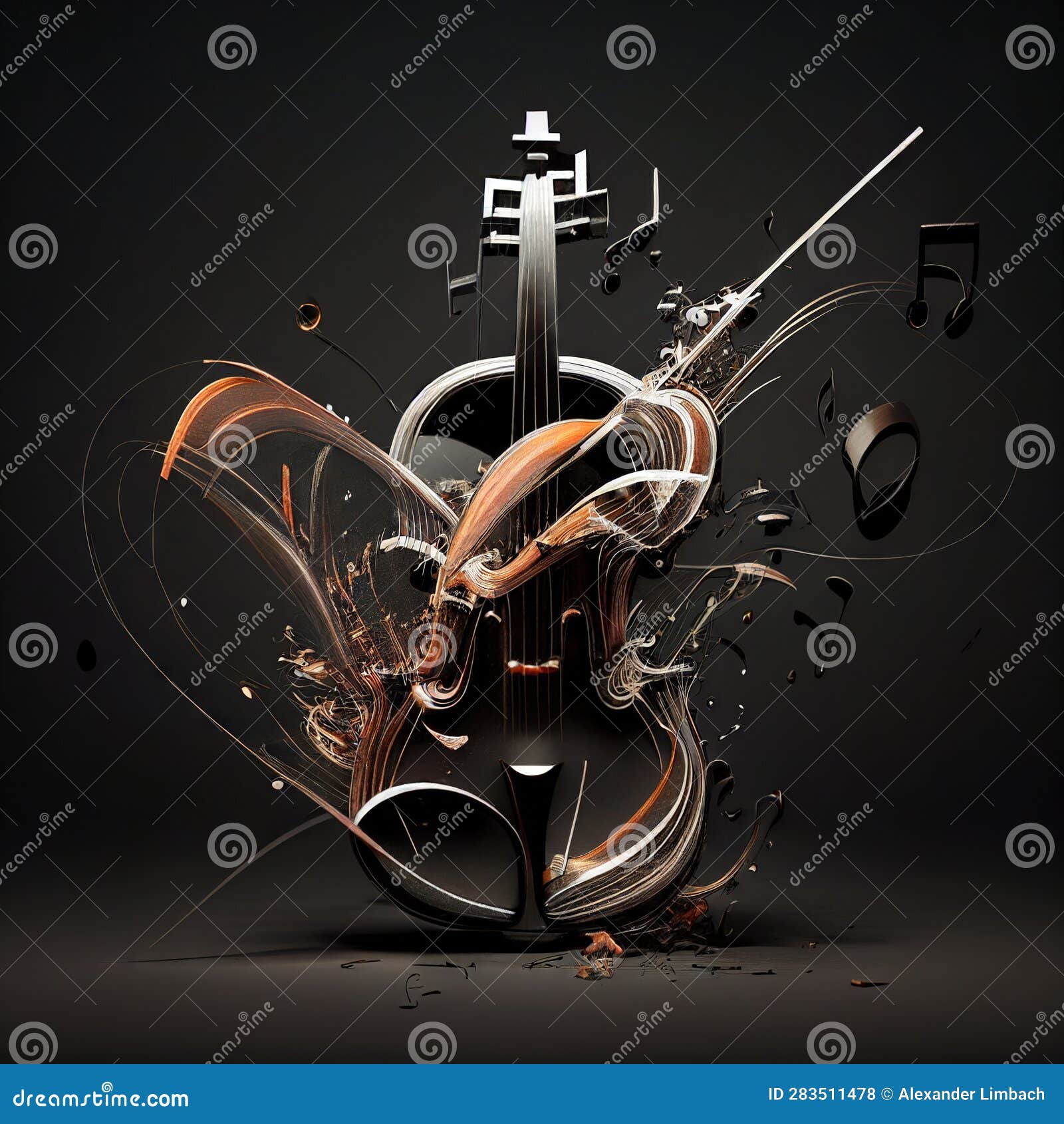 Abstract Violin And Violins Vector Graphic Line Art Seamless Pattern ...