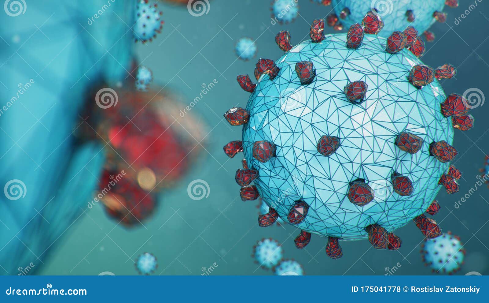 Abstract Virus Background, Flu Virus or COVID-19. the Virus Infects ...