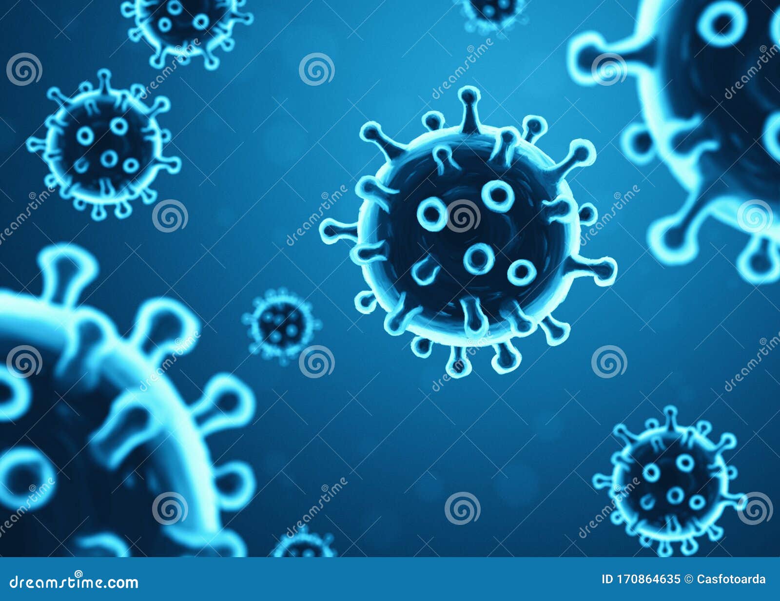 Virus Illustration on a Blue Background Stock Illustration ...