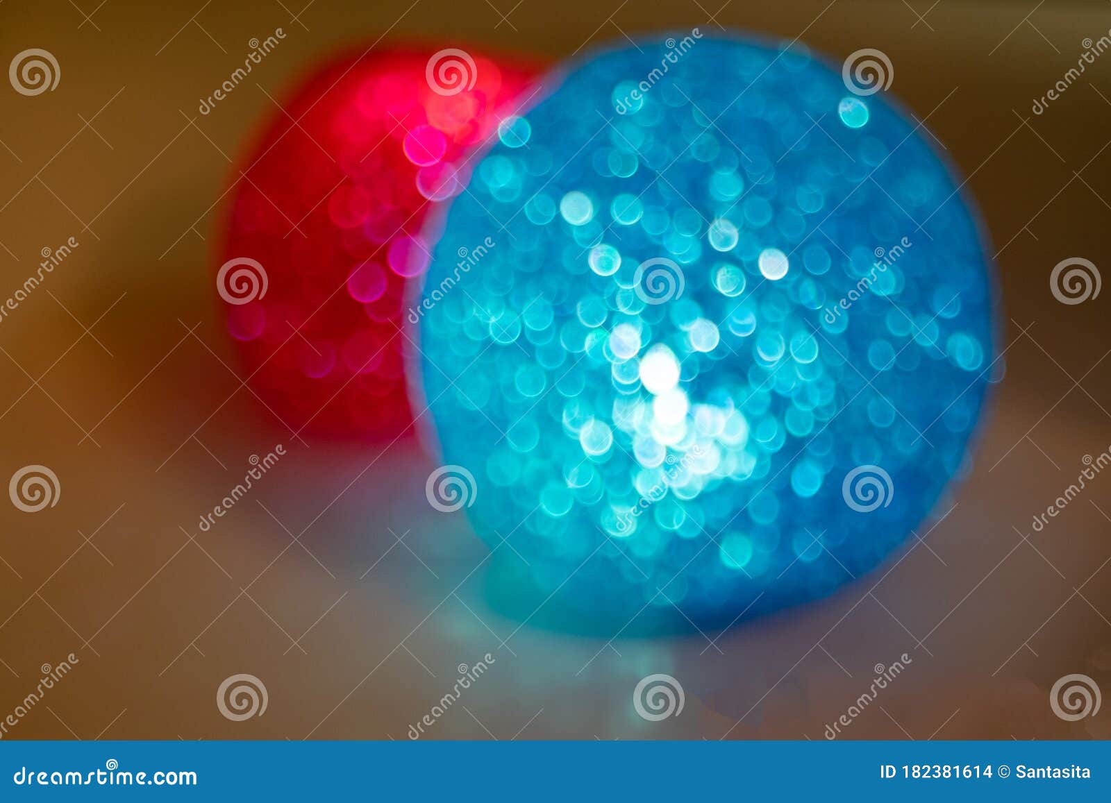 Abstract Vision of Defocused Two Blurring Circles Red and Blue Stock ...