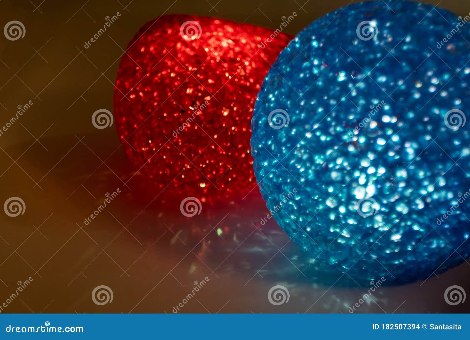 Abstract Vision of Defocused Two Blurring Circles Red and Blue Stock ...