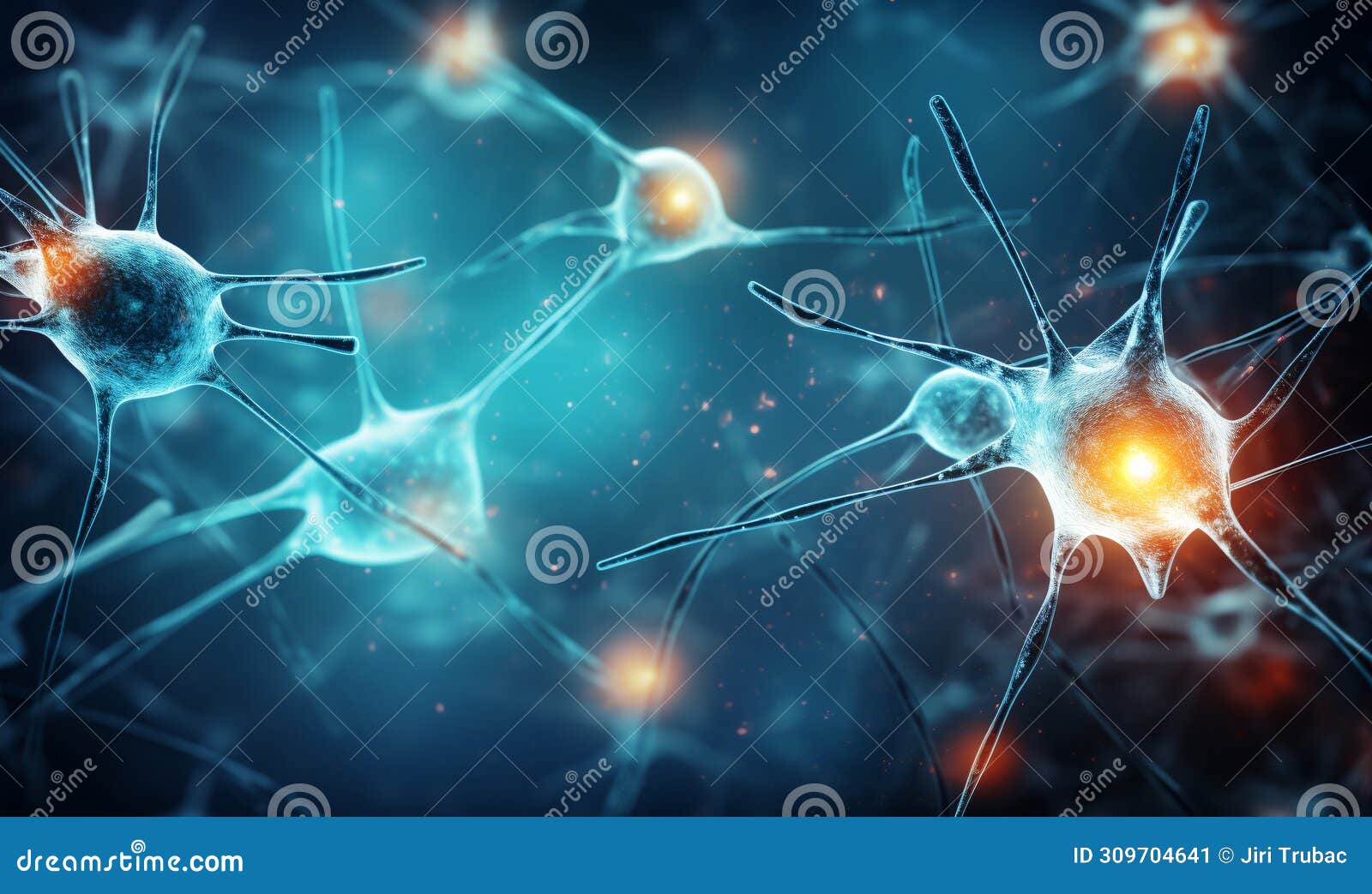 Abstract Vision of Neuron Cells with Light Pulses on a Dark Background ...