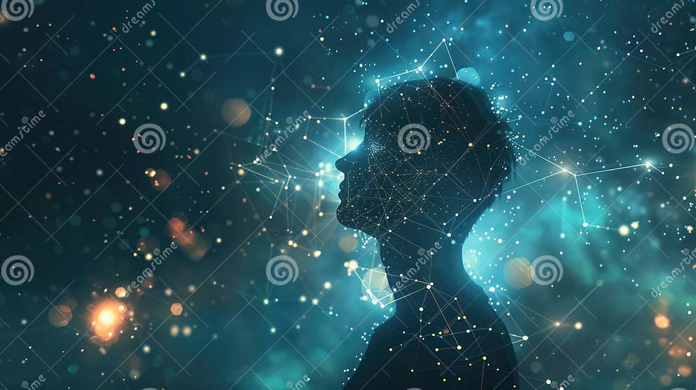 An Abstract Visual of a Human Silhouette Filled with a Galaxy of ...