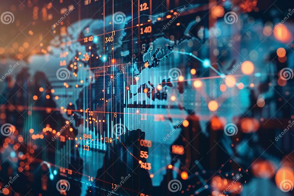 Global Data Visualization with Charts and Map Stock Illustration ...