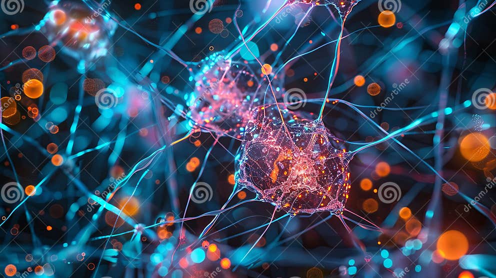 An Abstract Visual Representation of a Neural Network with Nodes and Connections, Demonstrating ...