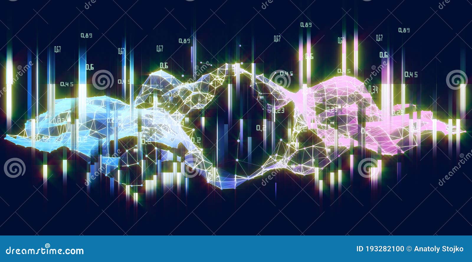 Abstract Visualization Analyze Algorithm Artificial Intelligence Data. Quantum Virtual ...