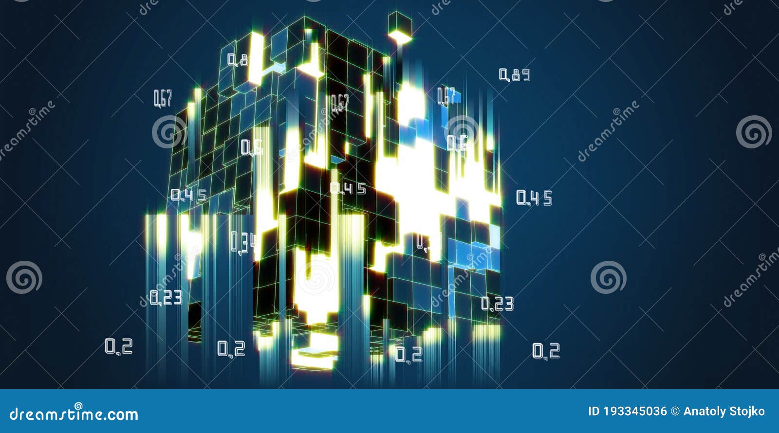 Abstract Visualization Analyze Algorithm Big Group Cubes Data. Big Data. Quantum Virtual ...