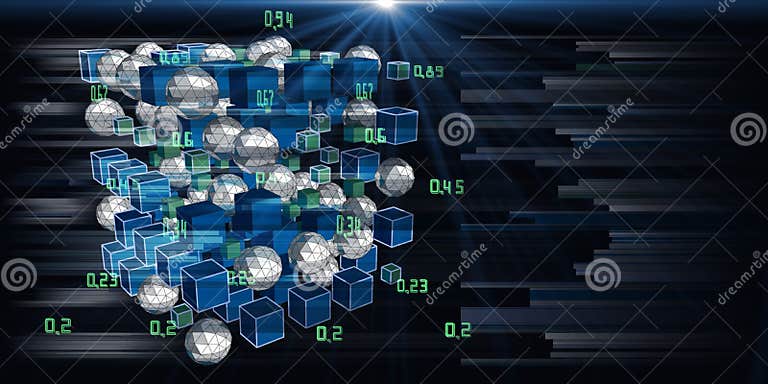 Abstract Visualization Analyze Algorithm Cubes and Spheres. Artificial Intelligence. Big Data ...