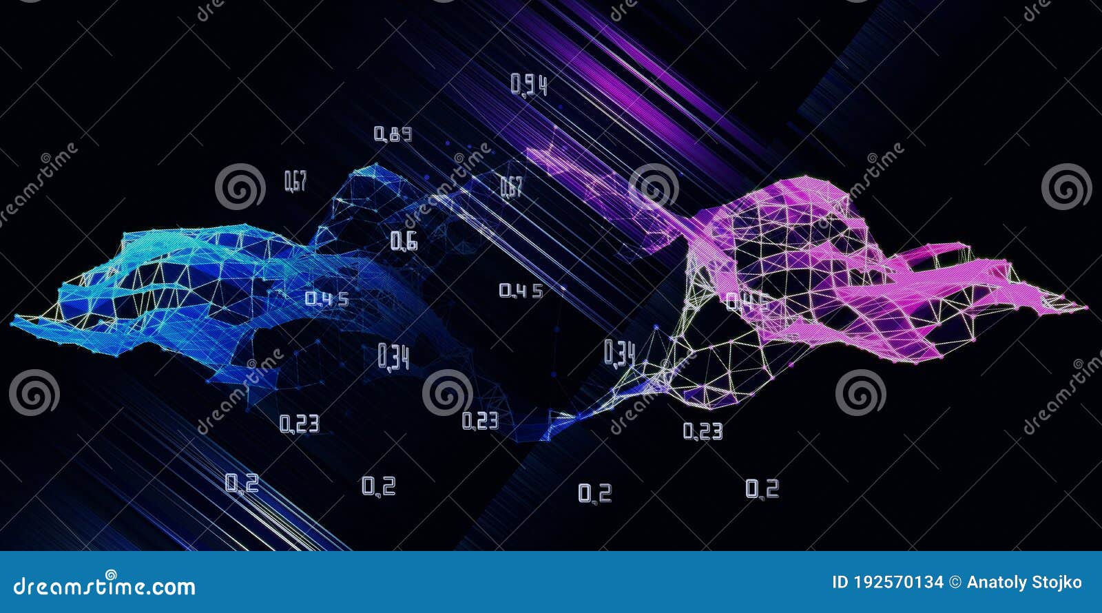 Abstract Visualization Analyze of Artificial Intelligence Algorithm . Quantum Virtual ...