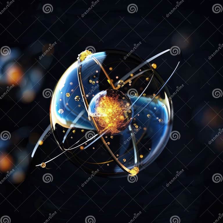 Abstract Visualization of an Atom. Generative Ai Stock Illustration ...