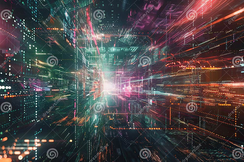 Abstract Visualization Of Big Data Featuring Ai Data Processing And Information Streams