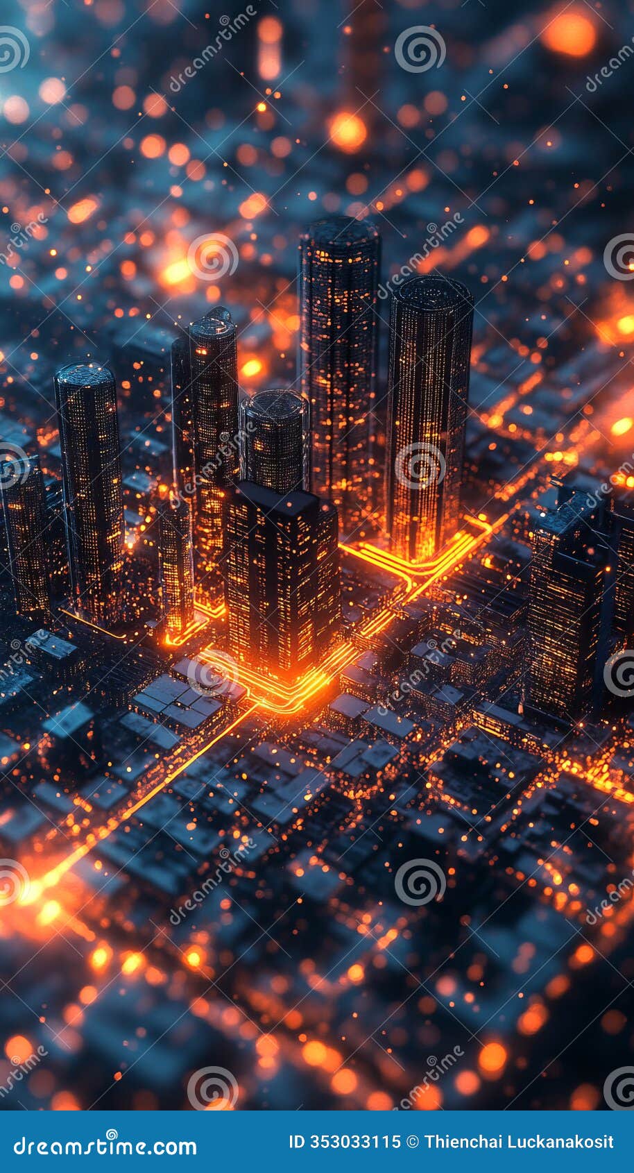 Abstract Visualization of Big Data in Smart City with Glowing Lights ...