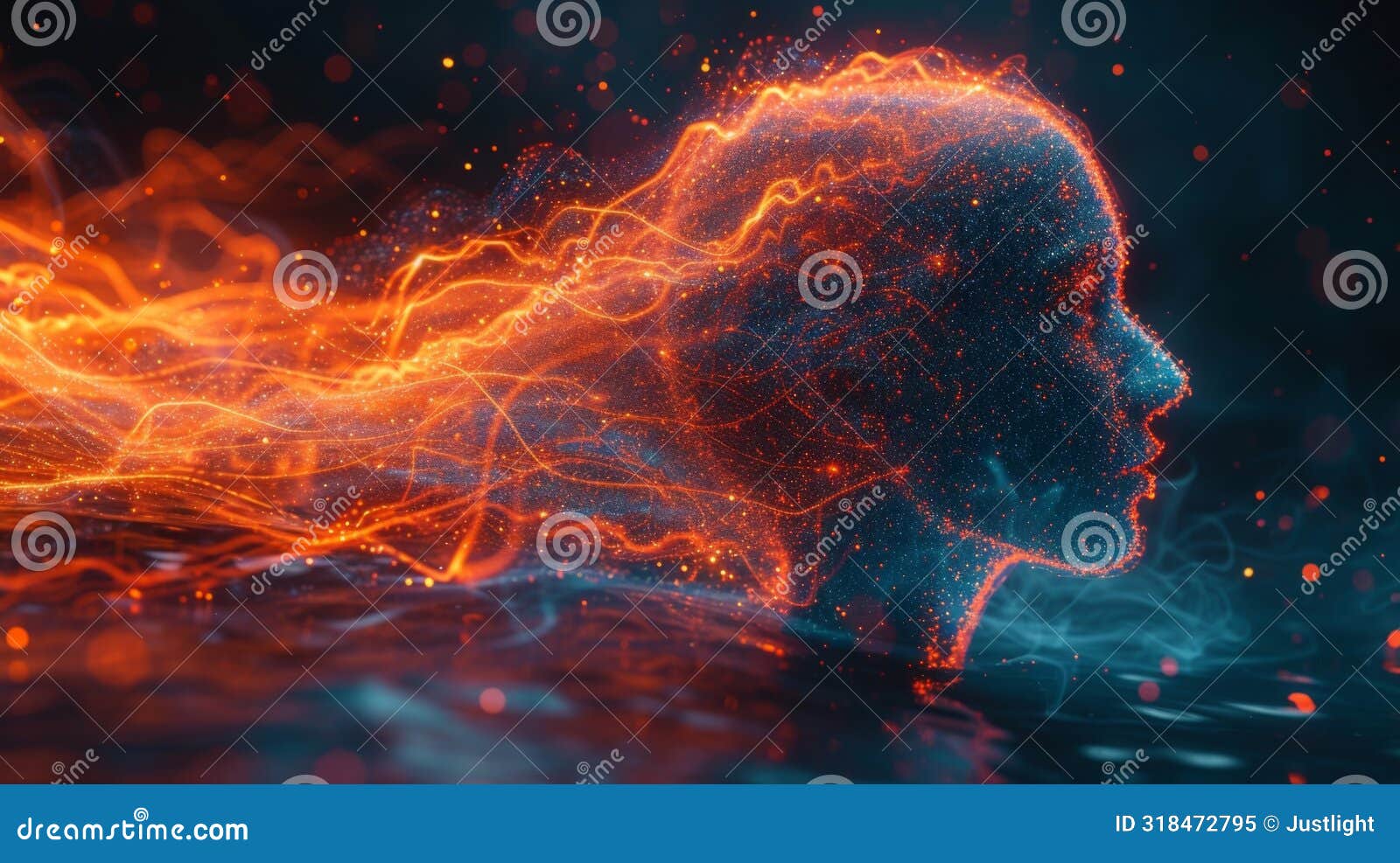 An Abstract Visualization of a Brain with Electrical Currents Depicted ...