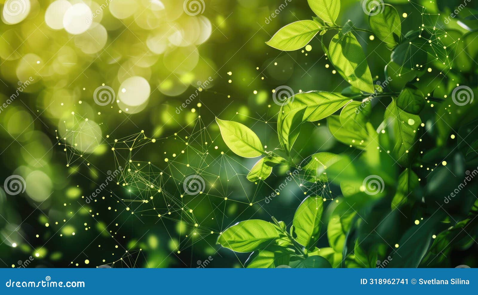 Abstract Visualization of Carbon Molecules Transforming into Green ...