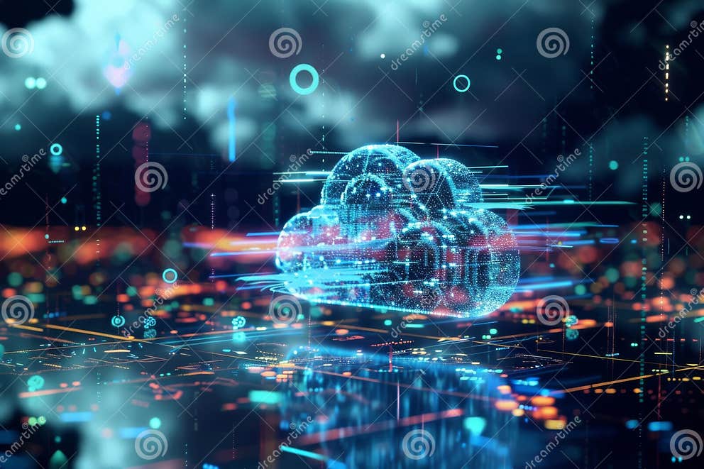 Abstract Visualization Of Cloud Computing And Data Flow Generative Ai Stock Image Image Of