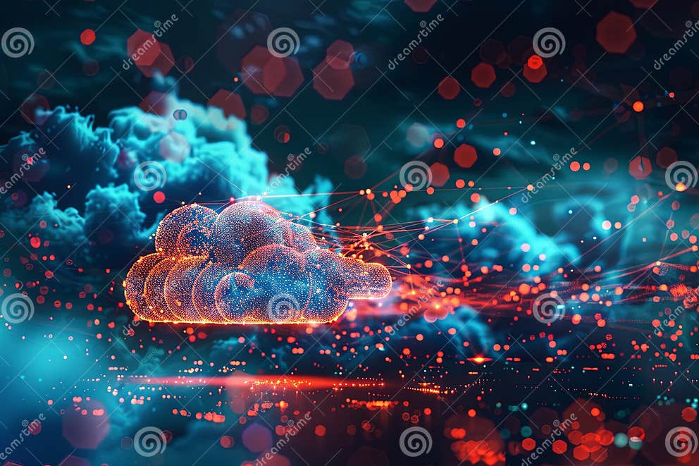 An Abstract Visualization of Cloud Computing, Showcasing Data Processing and AI Operations in ...
