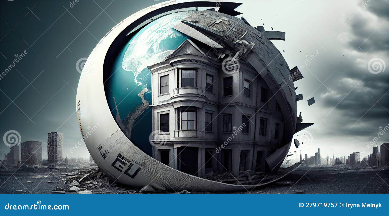 Abstract Visualization of the Collapse of Global Economic Concept Made ...