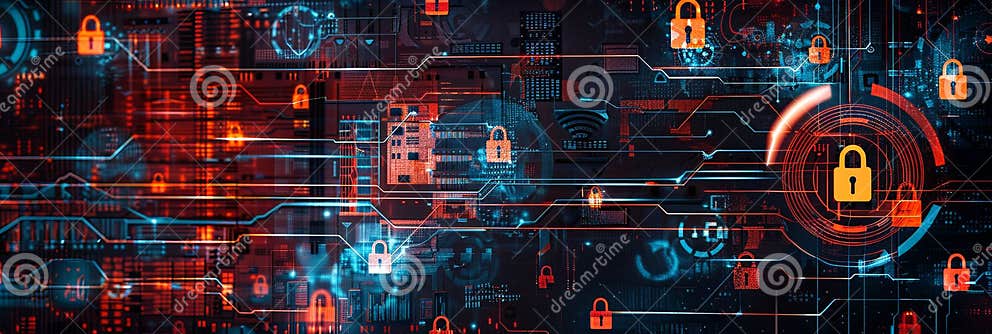 An Abstract Visualization of Cybersecurity, Featuring Digital Locks ...