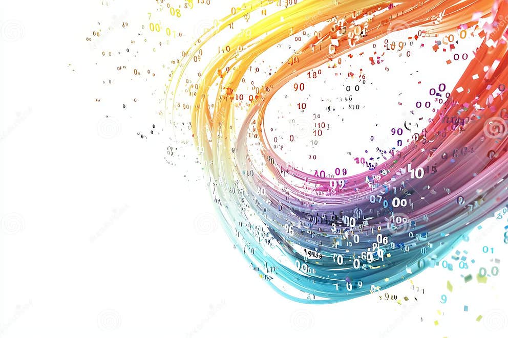 An Abstract Visualization Of Digital Data With Binary Code And Network Connections In Three