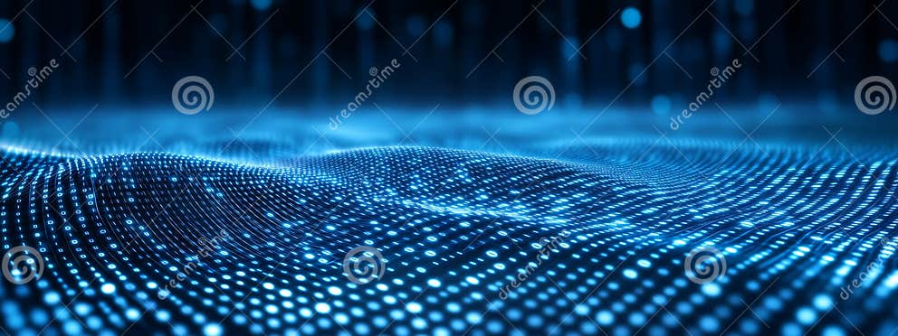 Abstract Visualization of Digital Waves with Glowing Blue Data Points ...