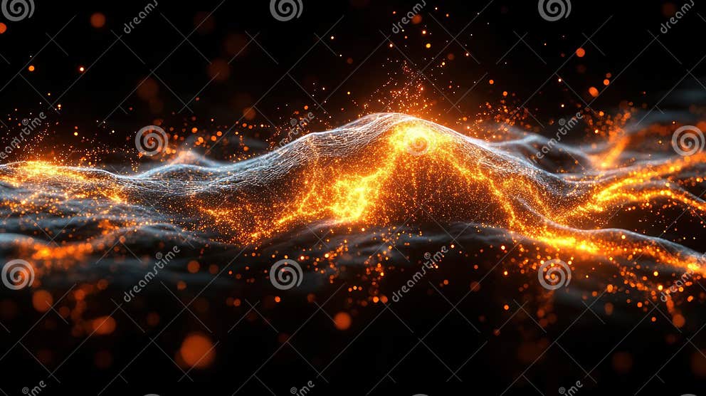 Abstract Visualization of Glowing Waves with Sparks, Suggesting Energy and Movement Stock ...