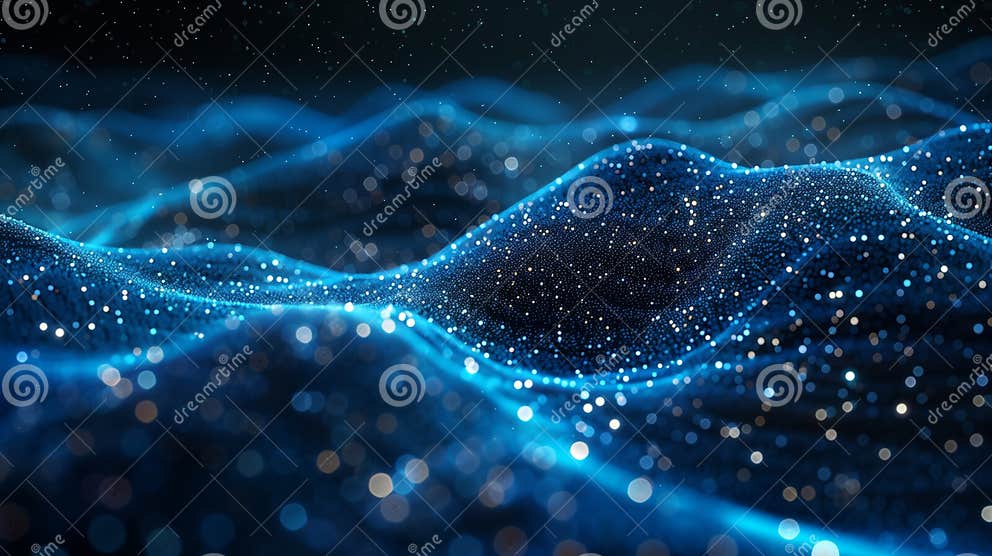 Abstract Visualization of Glowing Waves Under Dark Background with ...