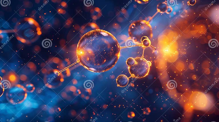 Abstract Visualization of Hydrogen Molecules, Complex Molecules with ...