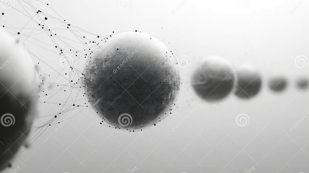 Abstract Visualization of Interconnected Spheres Demonstrating Data Flow and Network Patterns in ...