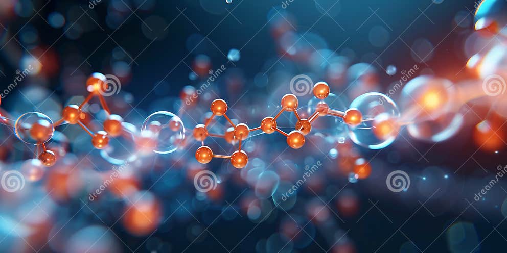 Abstract Visualization of Molecule Structure with Connected Atoms in a ...