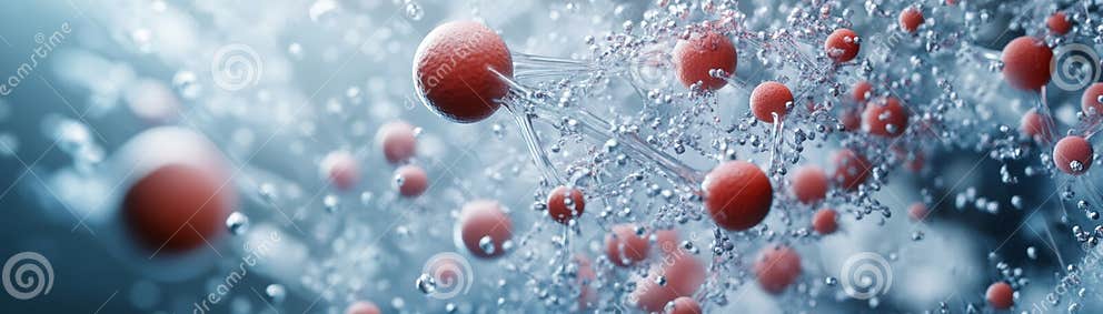 Abstract Visualization of Molecules in a Liquid Environment, Showcasing ...