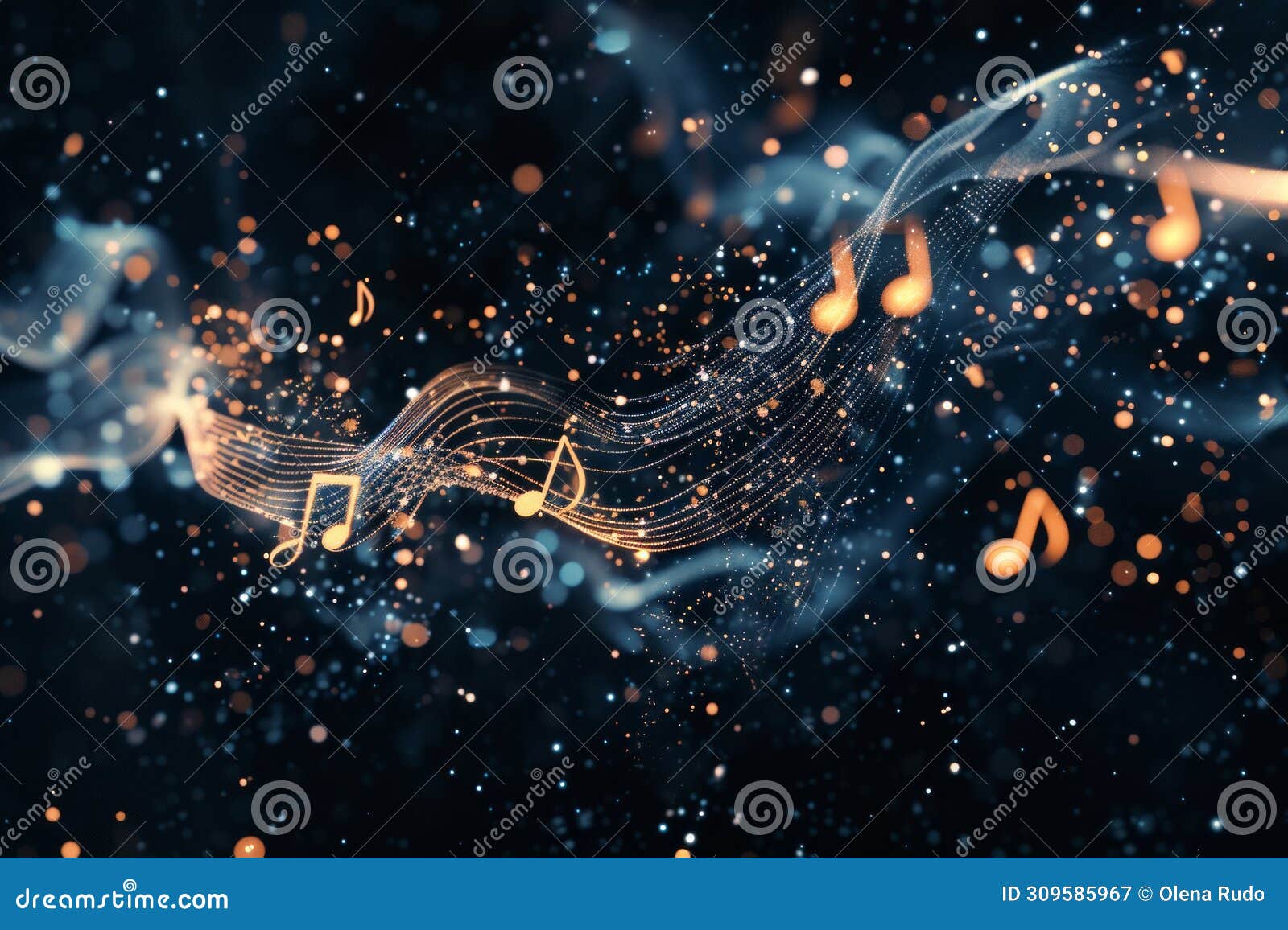 Abstract Visualization of Musical Notes and Sound Waves in a Dynamic ...