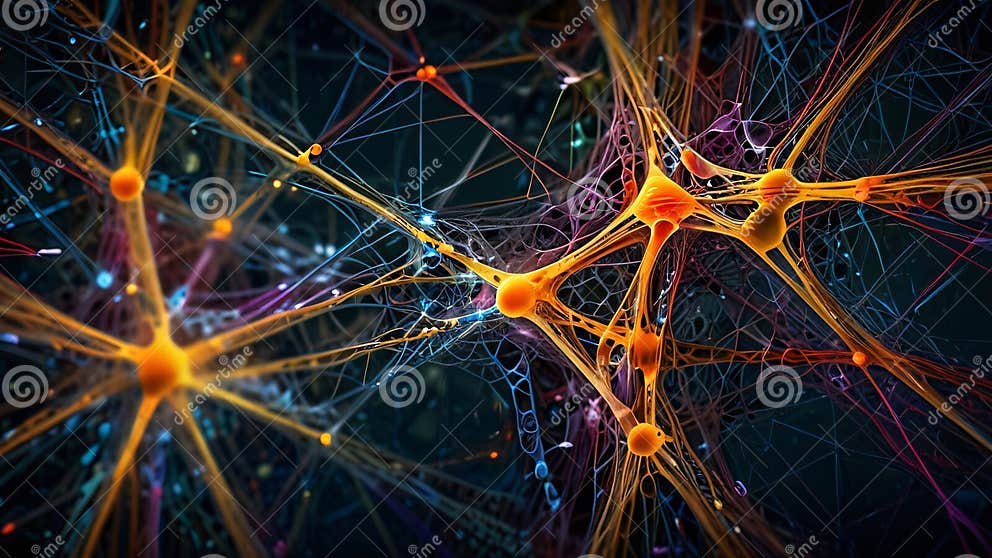 Abstract Visualization Of Neural Network Complexity Interconnecting Nodes And Synaptic Patterns 0996